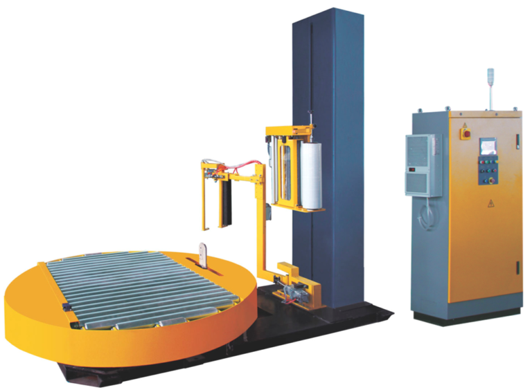 Automatic turntable pallet wrapper